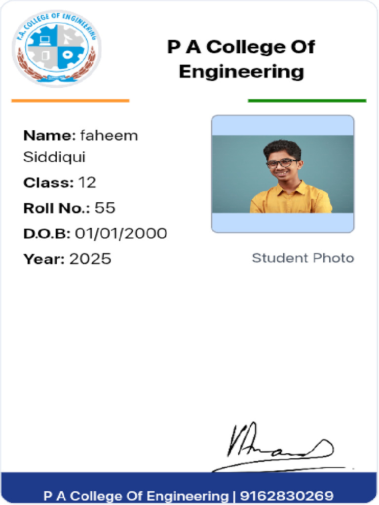 ID Card Faheem Siddiqui | PDF
