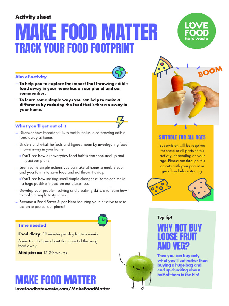 Love Food Hate Waste - Make Food Matter - Activity Sheet | PDF