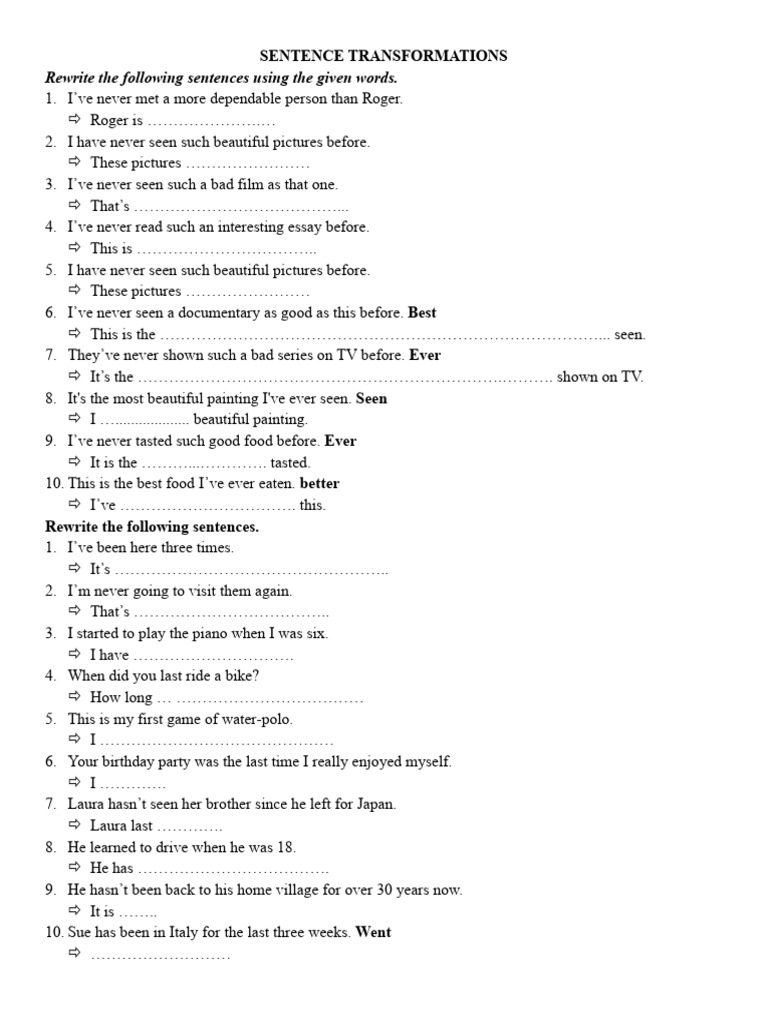 Sentence Transformations | PDF
