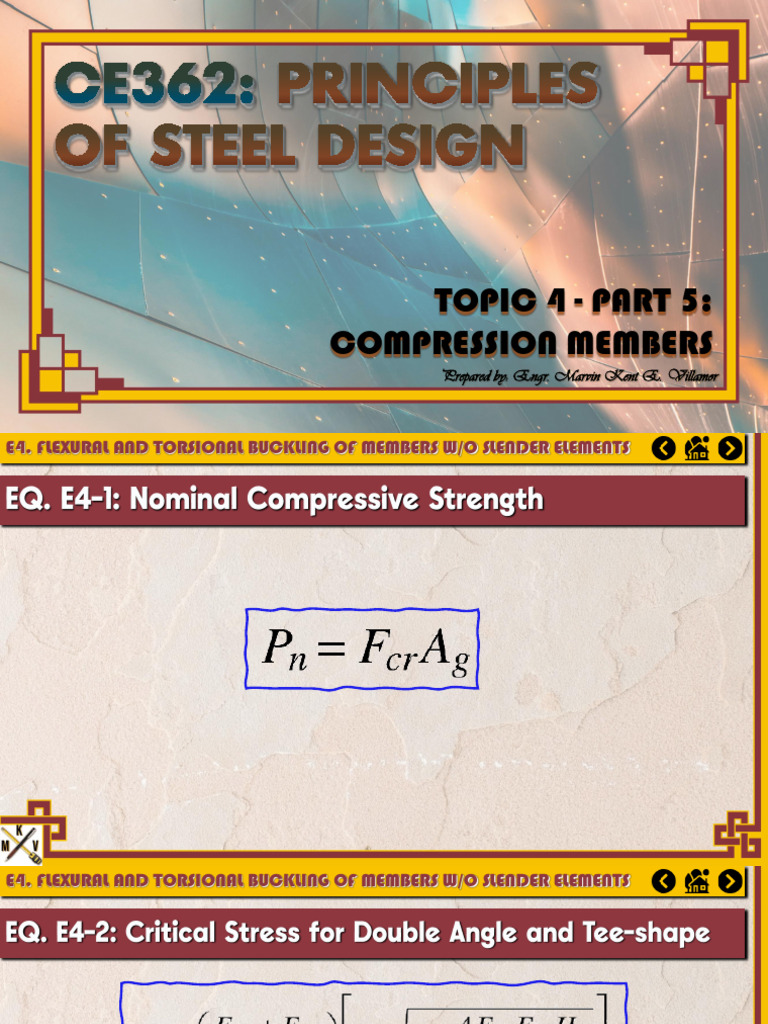 Topic 4 Part 5 - Compression Members | PDF | Truss | Buckling