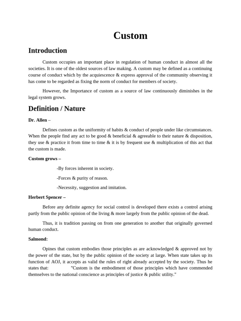 Understanding Custom as Law | PDF | Common Law | English Law