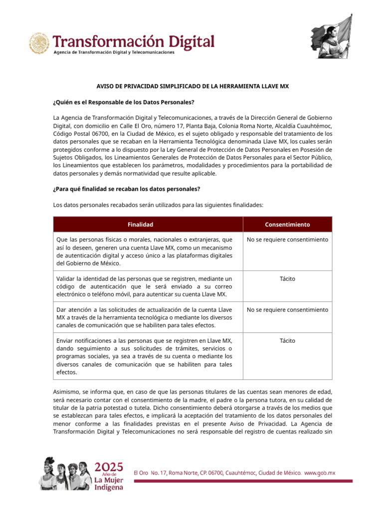 ATDT - Aviso de Privacidad Simplificado Llave MX | PDF | Privacidad | Telecomunicaciones
