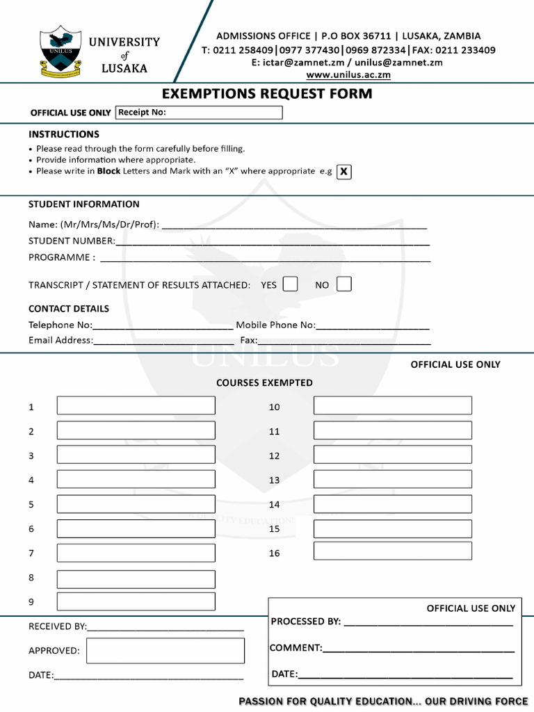 Exemptions Request Form | PDF