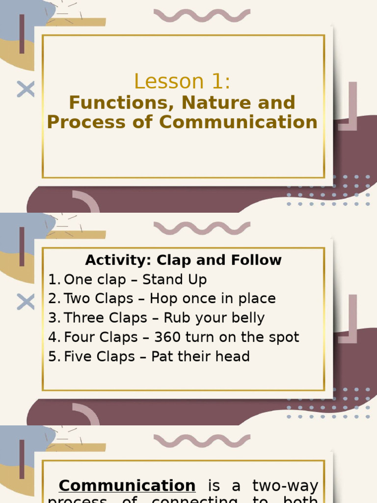 Lesson 1 Functions, Process and Nature of Communication | PDF ...
