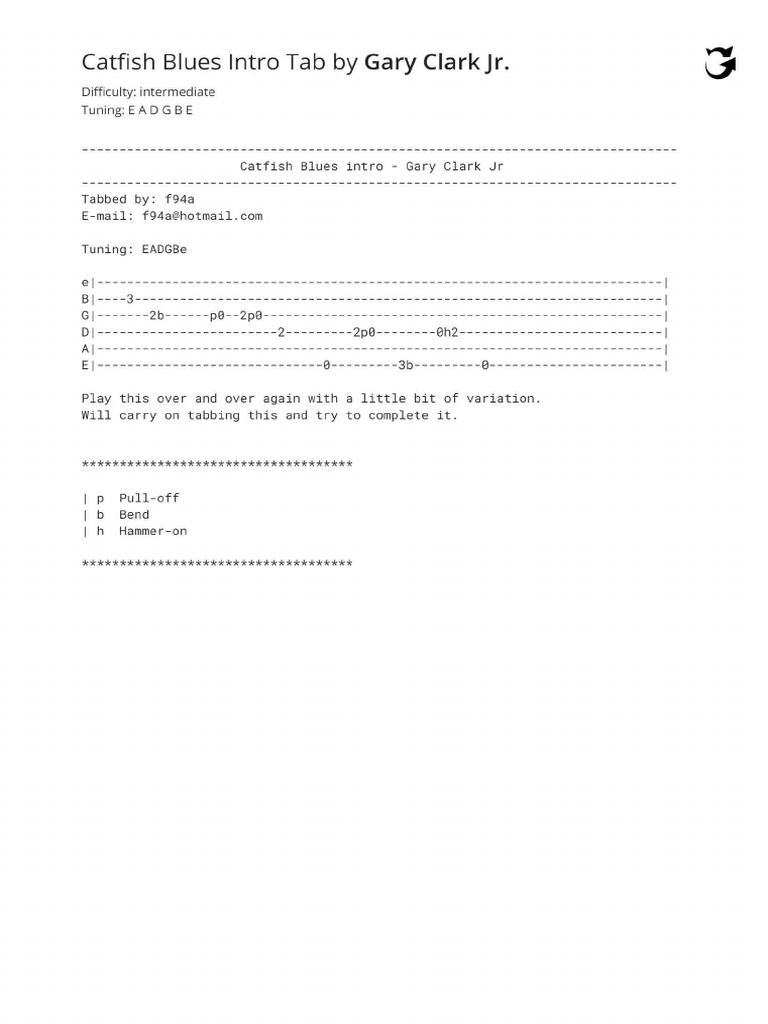 Catfish Blues Intro Tab | PDF