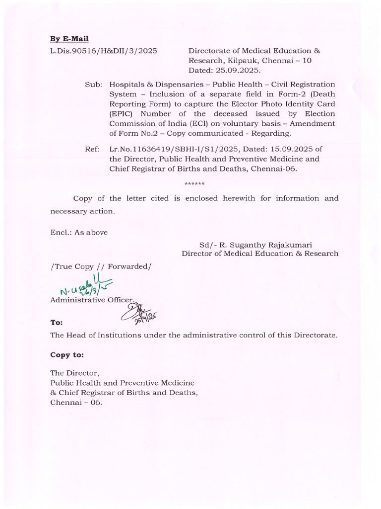 Voter ID Nu in Death Intimation Form 2 | PDF