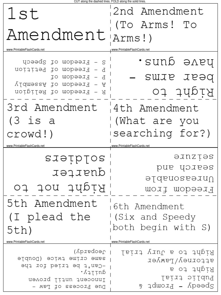 Us Bill of Rights Study Cards | PDF | United States Bill Of Rights ...
