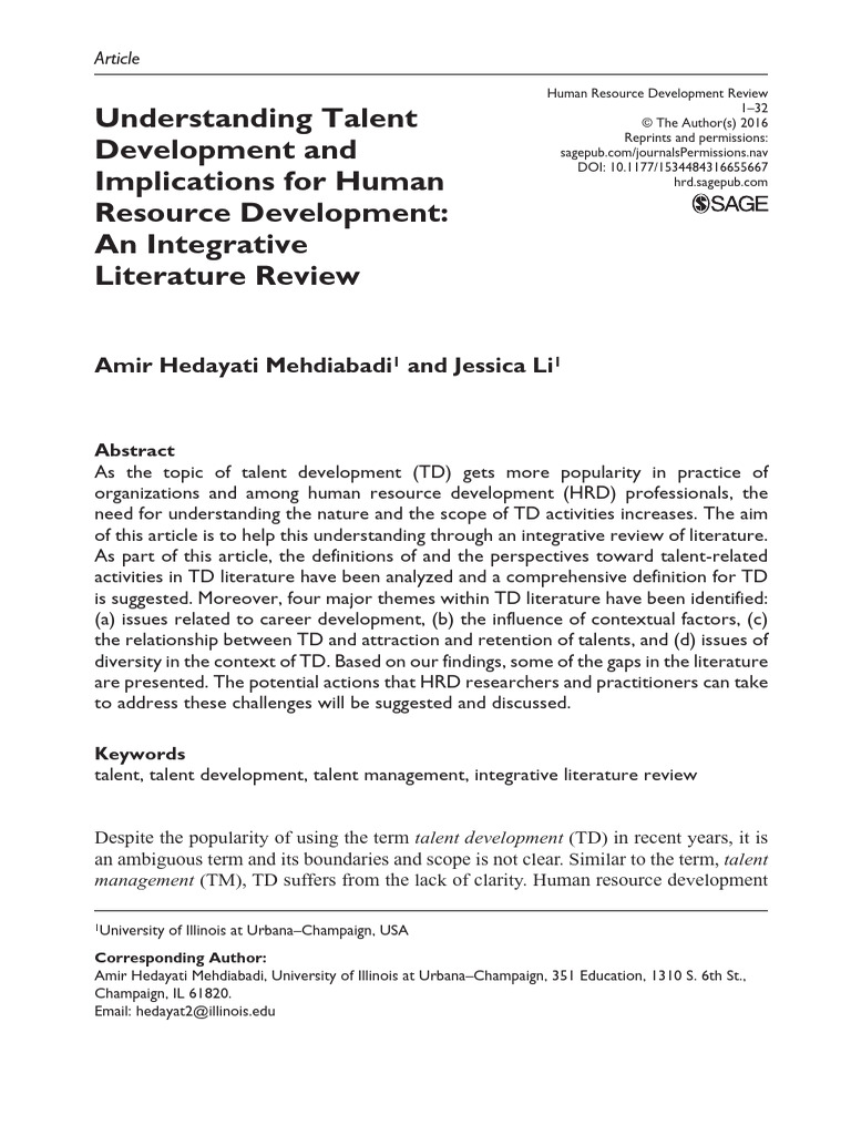 Talent Development: A Literature Review | PDF | Talent Management ...