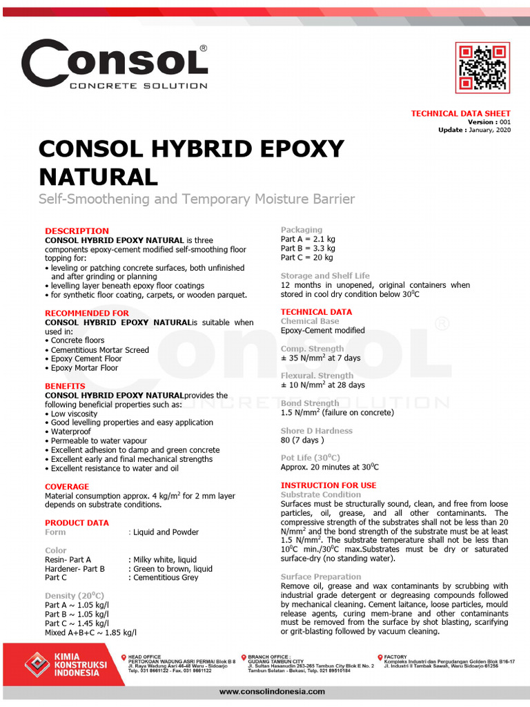 CONSOL Hybrid Epoxy Natural Overview | PDF | Epoxy | Concrete