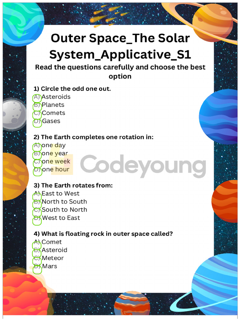 Outer Space The Solar System Applicative S1 | PDF