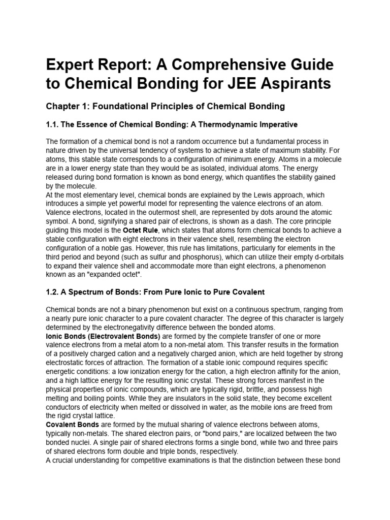 Chemical Bonding Guide for JEE Aspirants | PDF | Chemical Bond ...