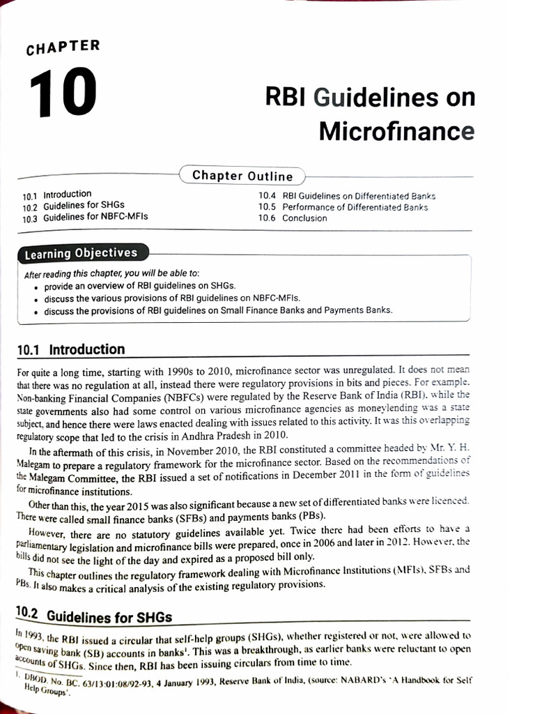 RBI Guidelines for Microfinance Institutions | PDF | Microfinance ...