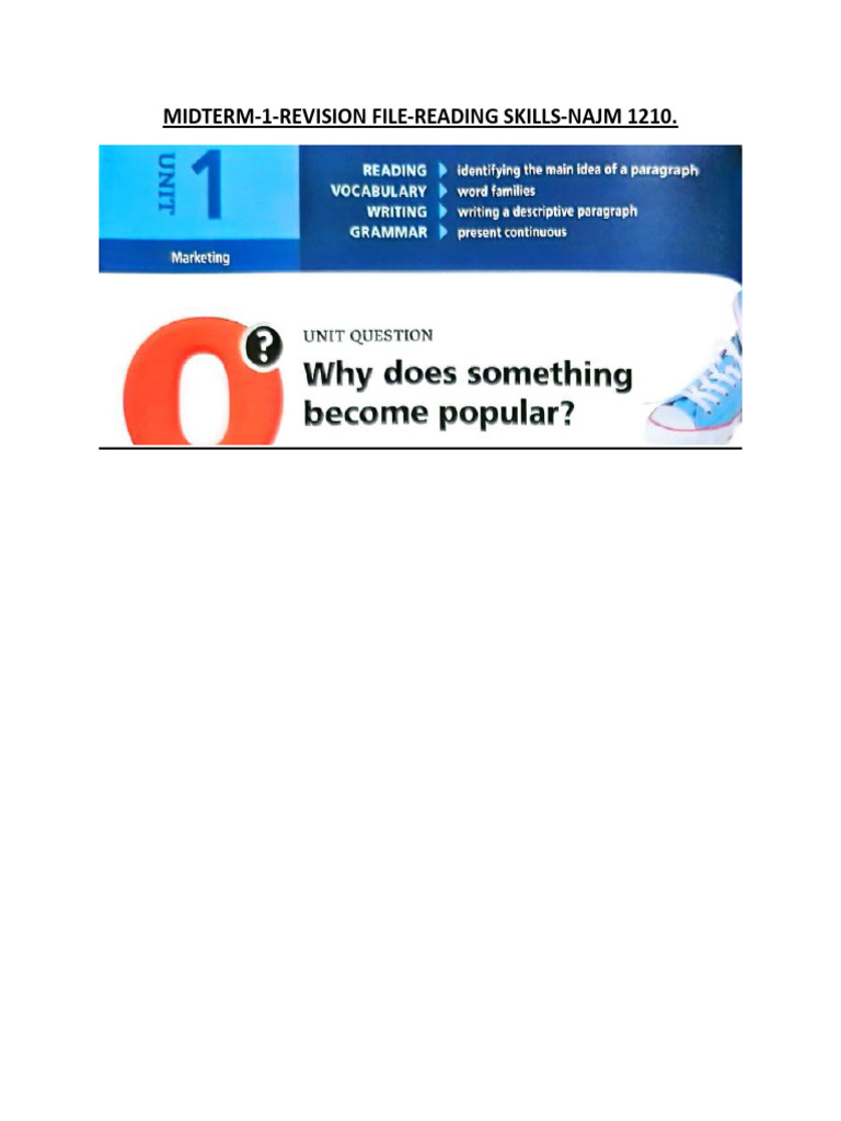 Midterm 1 Revision File Reading Skills Najm 1210 | PDF