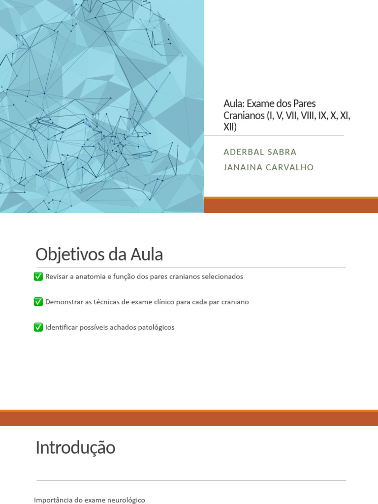 Pares Cranianos I V VII VIII IX X XI XII | PDF | Cabeça e pescoço ...