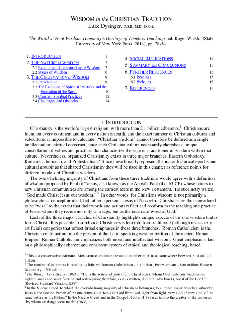 Wisdom in The Christian Tradition | PDF | Christian Mysticism | Bible