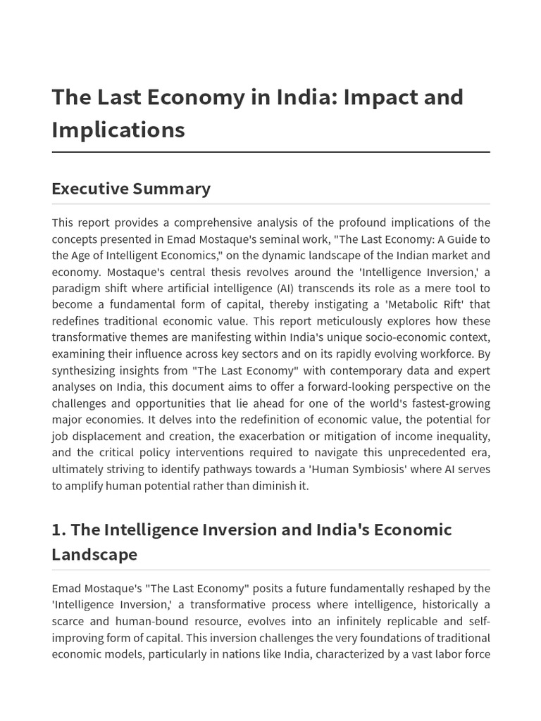 The Last Economy's Impact on India | PDF | Artificial Intelligence ...