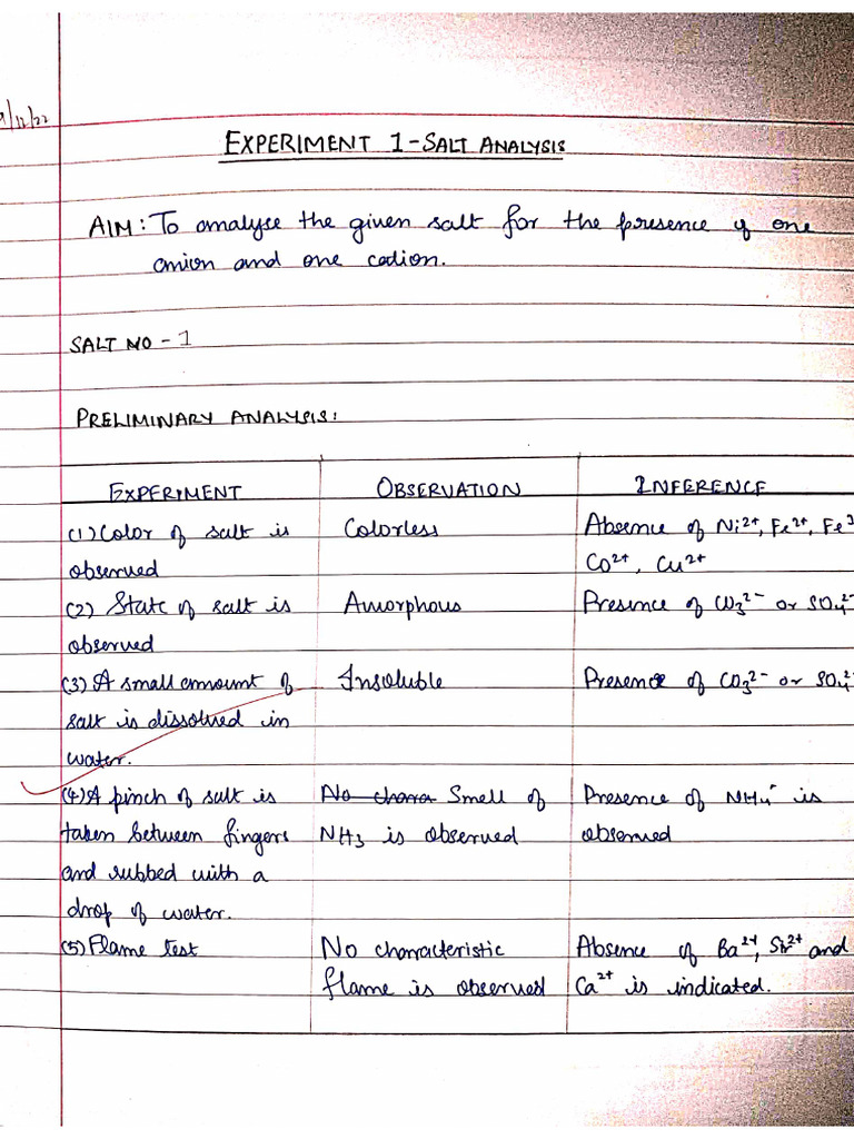 Chemistry Lab Record Grade 11 2025-26 | PDF
