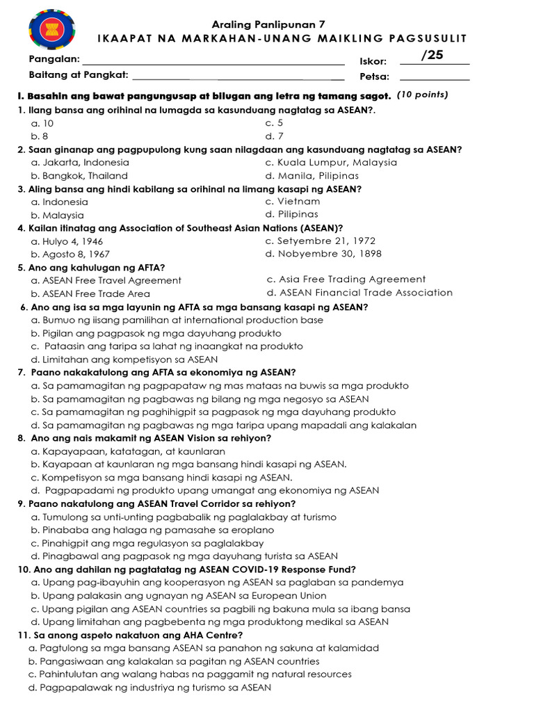 Ikalawang Pagsusulit AP 7 | PDF
