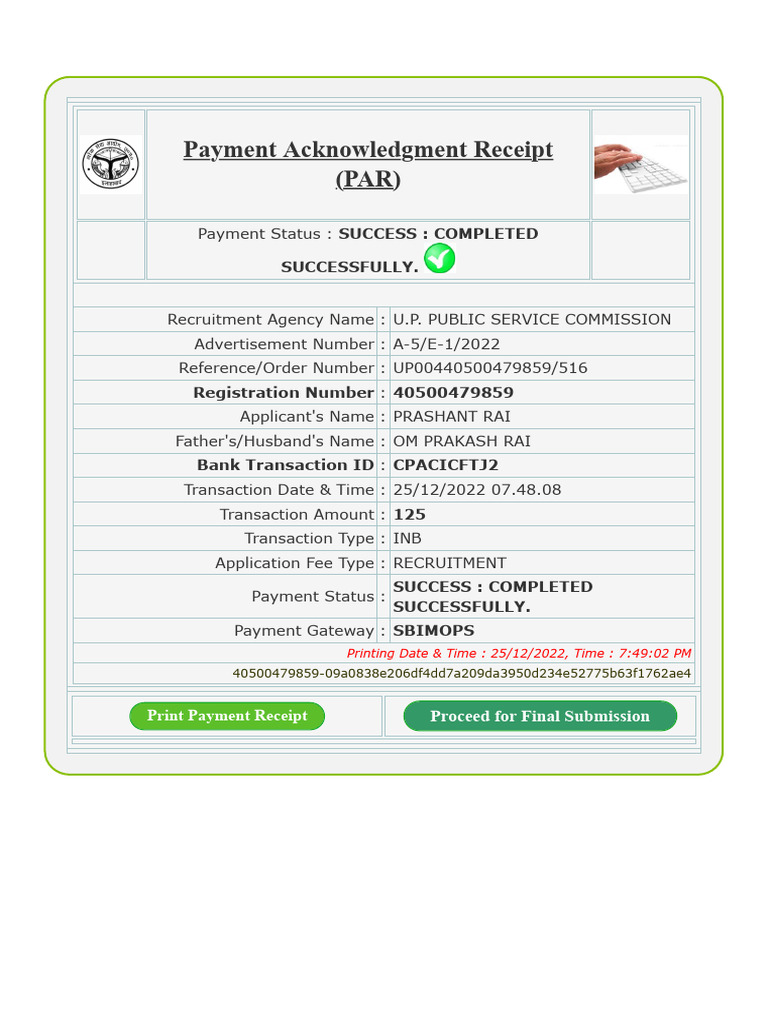 UPpcs J Pay Receipt | PDF