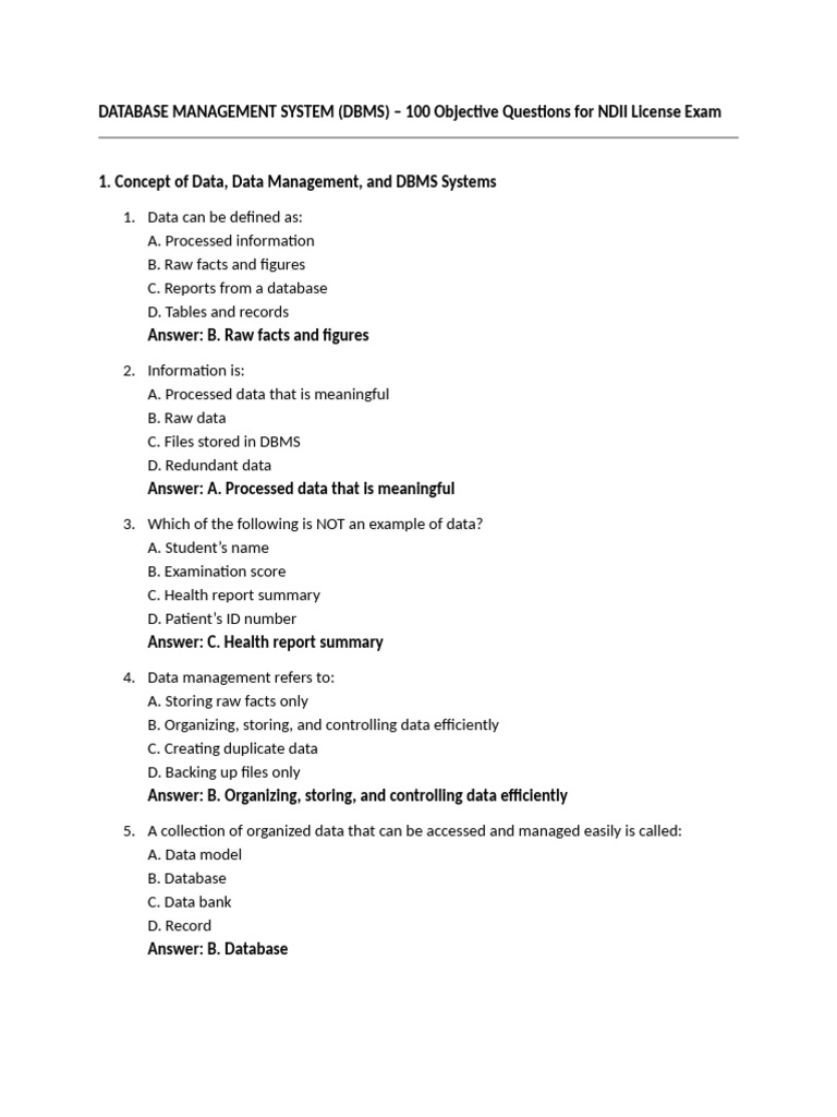 ND Practice Questions Dbms | PDF | Databases | Backup