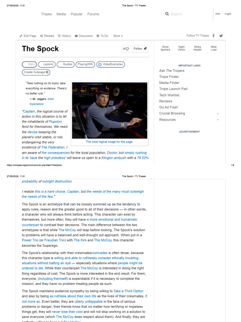 The Spock - TV Tropes | PDF | Spock | Leonard Mc Coy