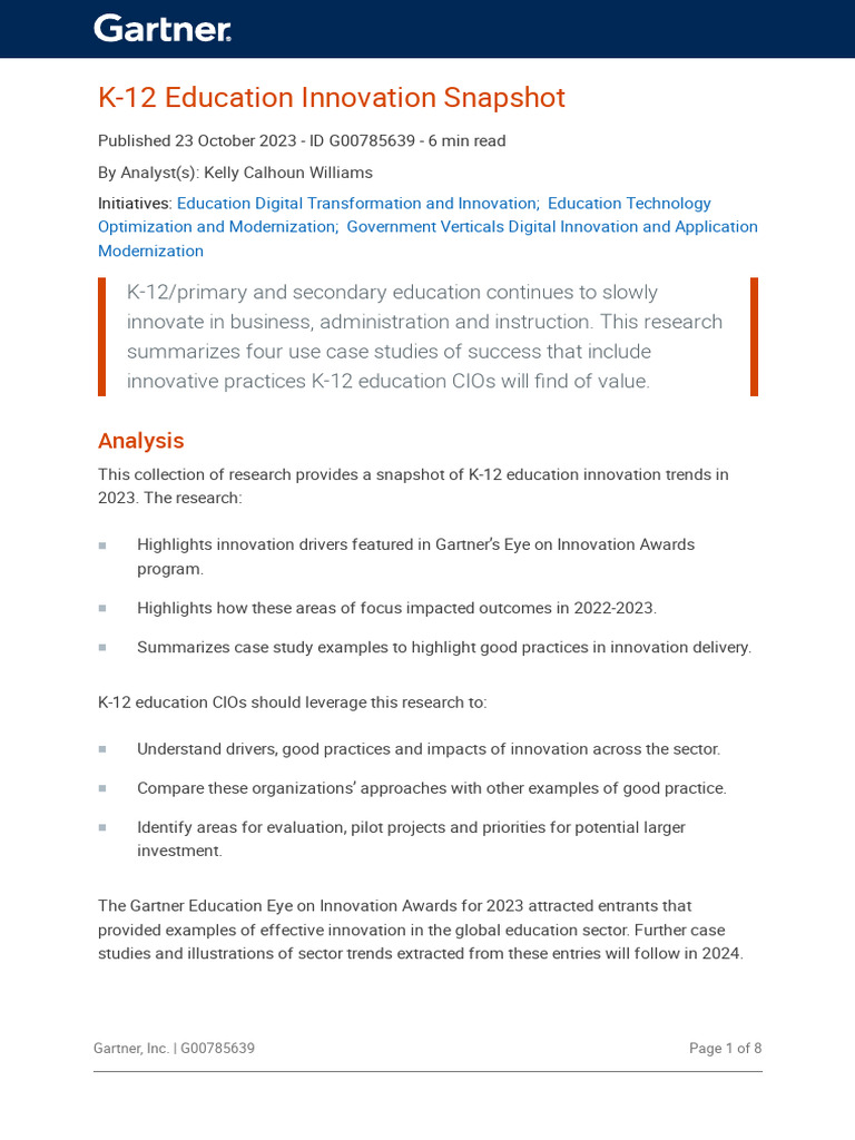 K-12 Education Innovation Trends 2023 | PDF | Analytics | Artificial ...