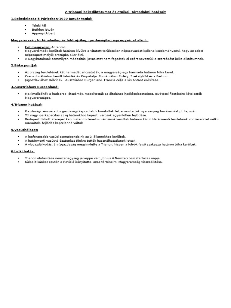 A Trianoni Békediktátumot És Etnikai | PDF