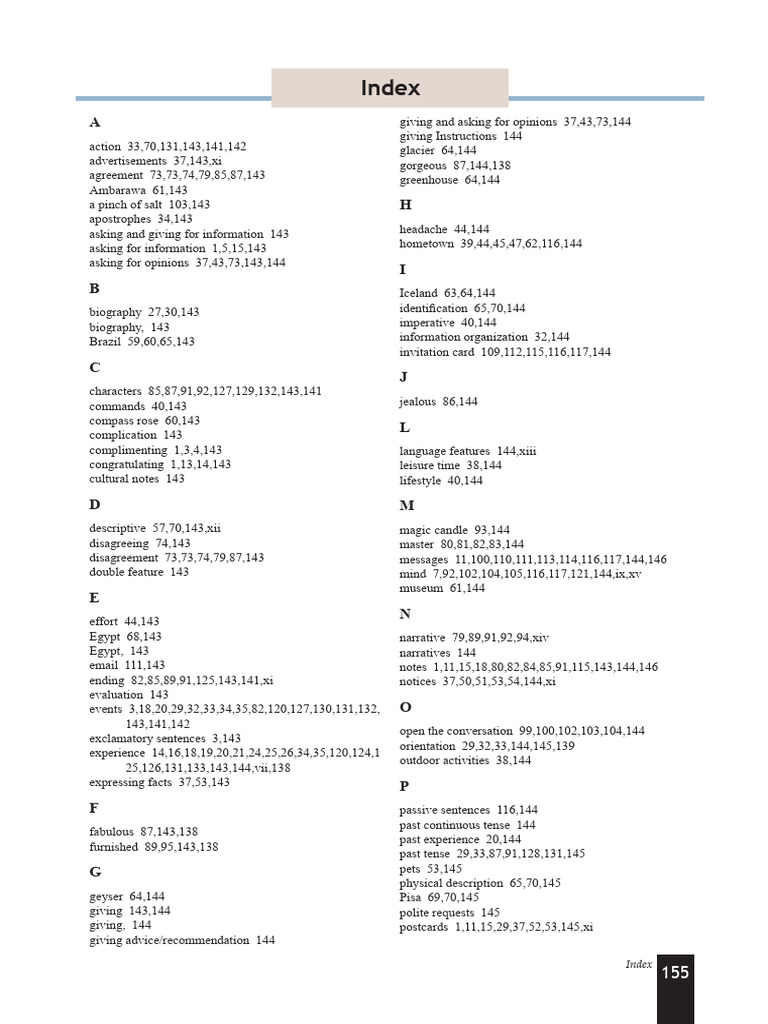 B.ingg. Kls 8 Index | PDF | Linguistics | Languages