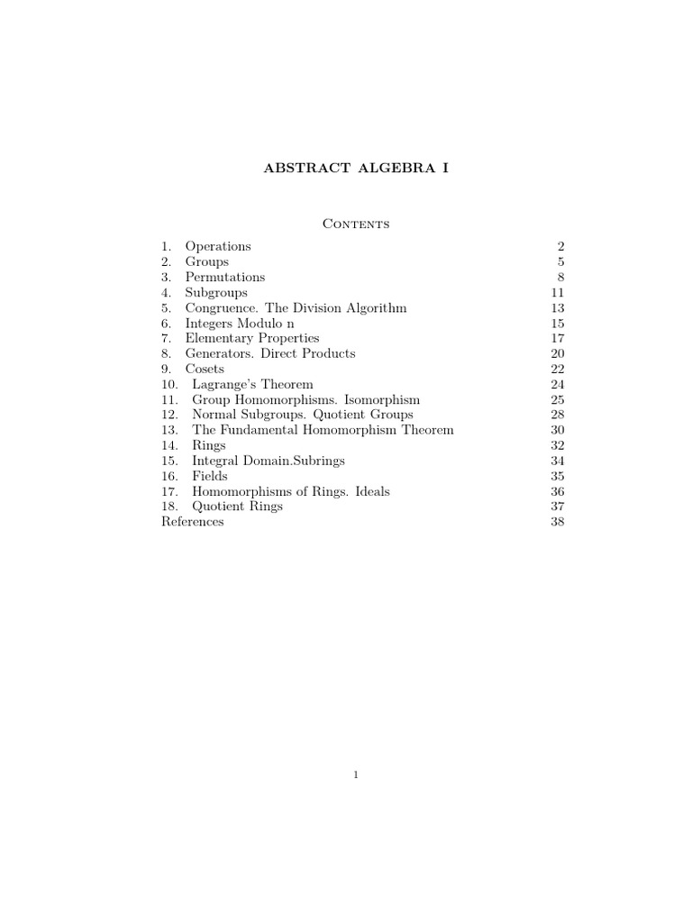 Abstract Algebra I: Groups & Operations | PDF | Group (Mathematics ...
