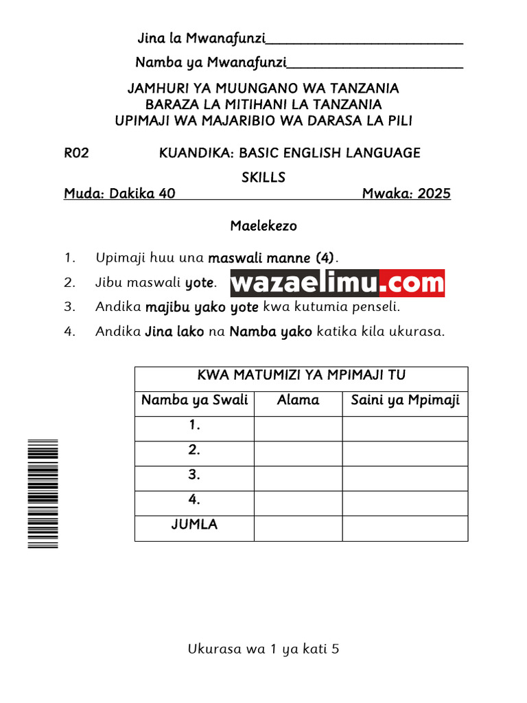 R02 Kuandika-Basic English Language Skills | PDF