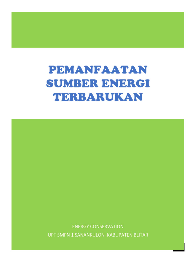 Pemanfaatan Energi Terbarukan di Sekolah | PDF