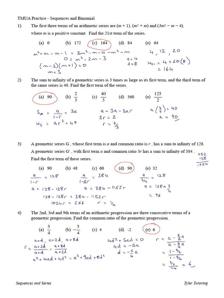 2 Sequences MC Answers | PDF | Discrete Mathematics | Arithmetic