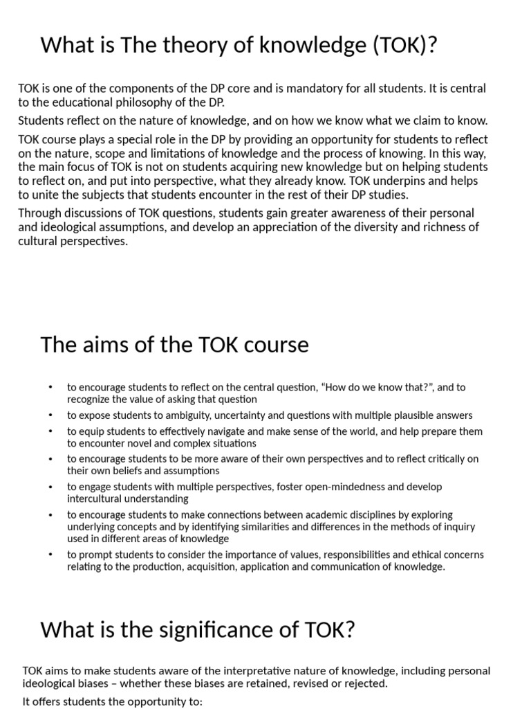 Understanding TOK in the DP Curriculum | PDF | Knowledge | Thought