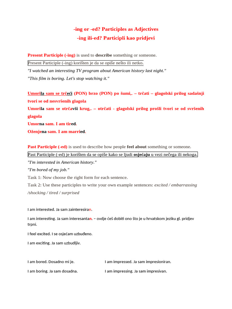 Understanding -ed and -ing Participles | PDF | Syntax | Linguistics
