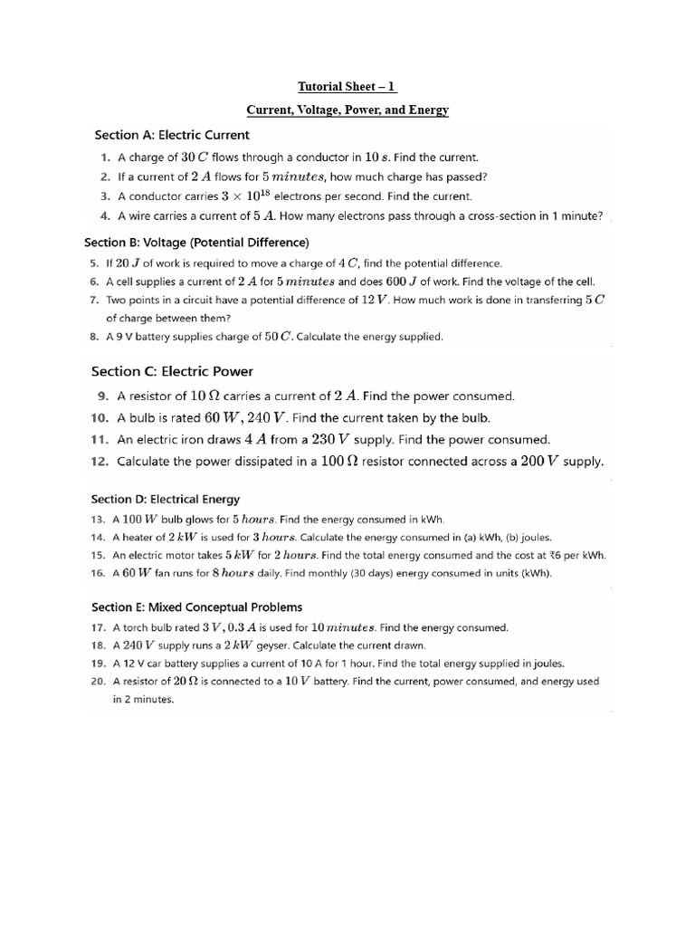 1 Tutorial Sheet-1 | PDF