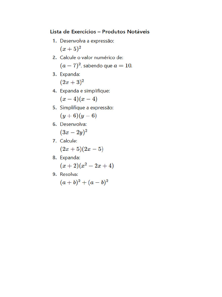 Exercicios - Calculo 1 - Fatoração | PDF