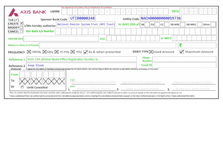 NACH Mandate Form | PDF