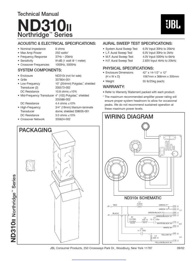JBL ND310II Specifications Manual | PDF | Amplifier | Electricity