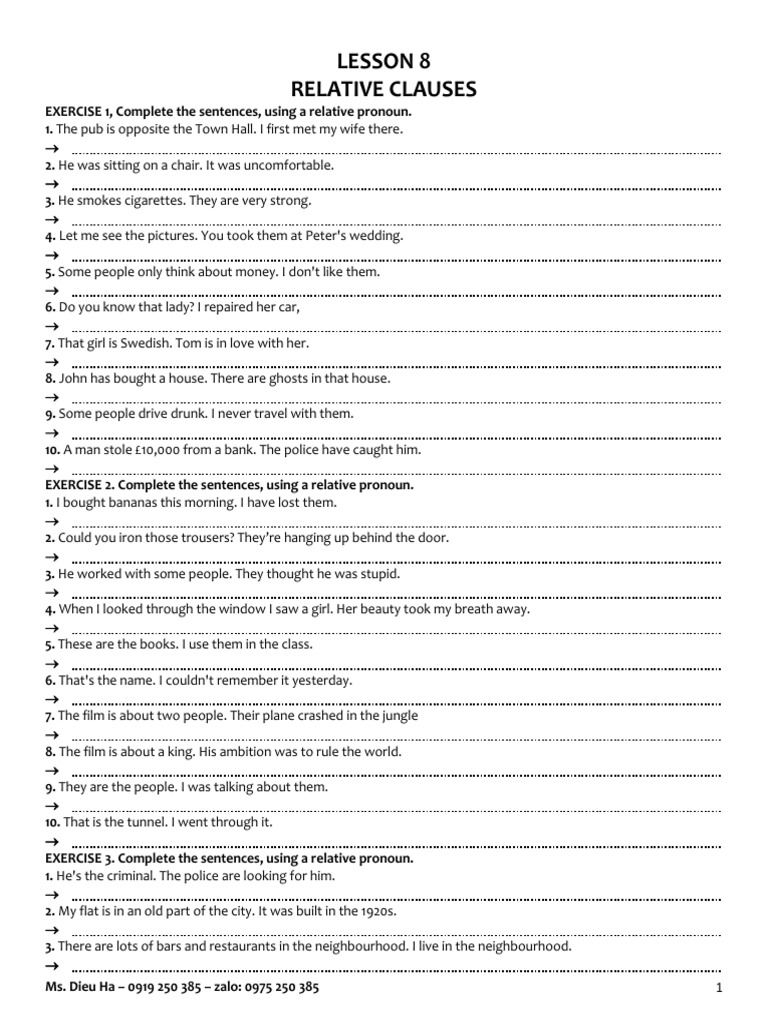 Lesson 8 - Relative Clause | PDF
