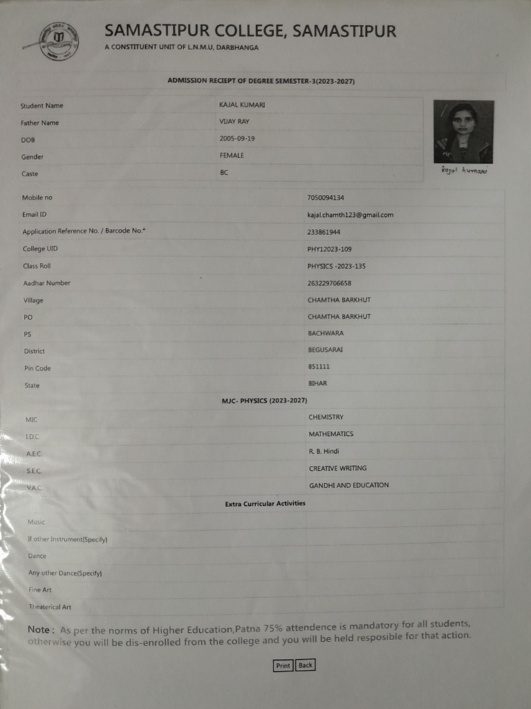 Fee Receipt | PDF
