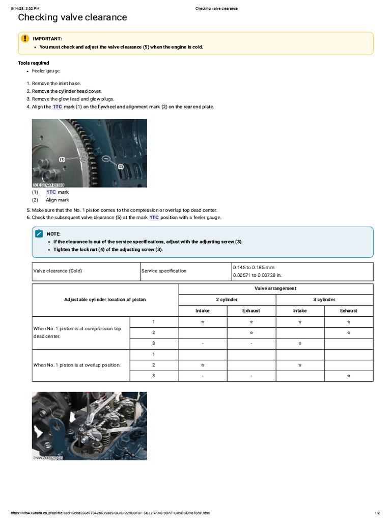 Valve Clearance Adjustment Guide | PDF | Vehicle Parts | Internal ...