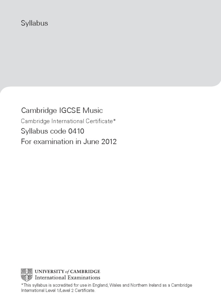 Igcse Music | PDF | Sound | Performing Arts