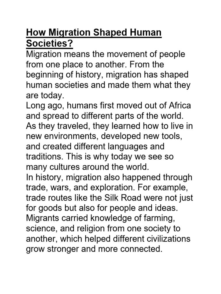 How Migration Shaped Human Societies? | PDF