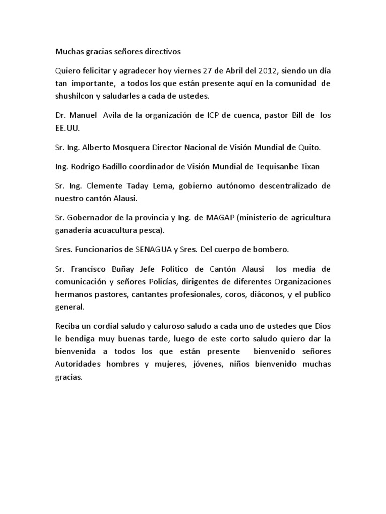 Muchas Gracias Señores Directivos | PDF | Estilo de vida