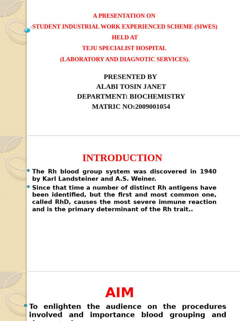 Alabi Tosin Janet Slide | PDF | Blood Type | Blood