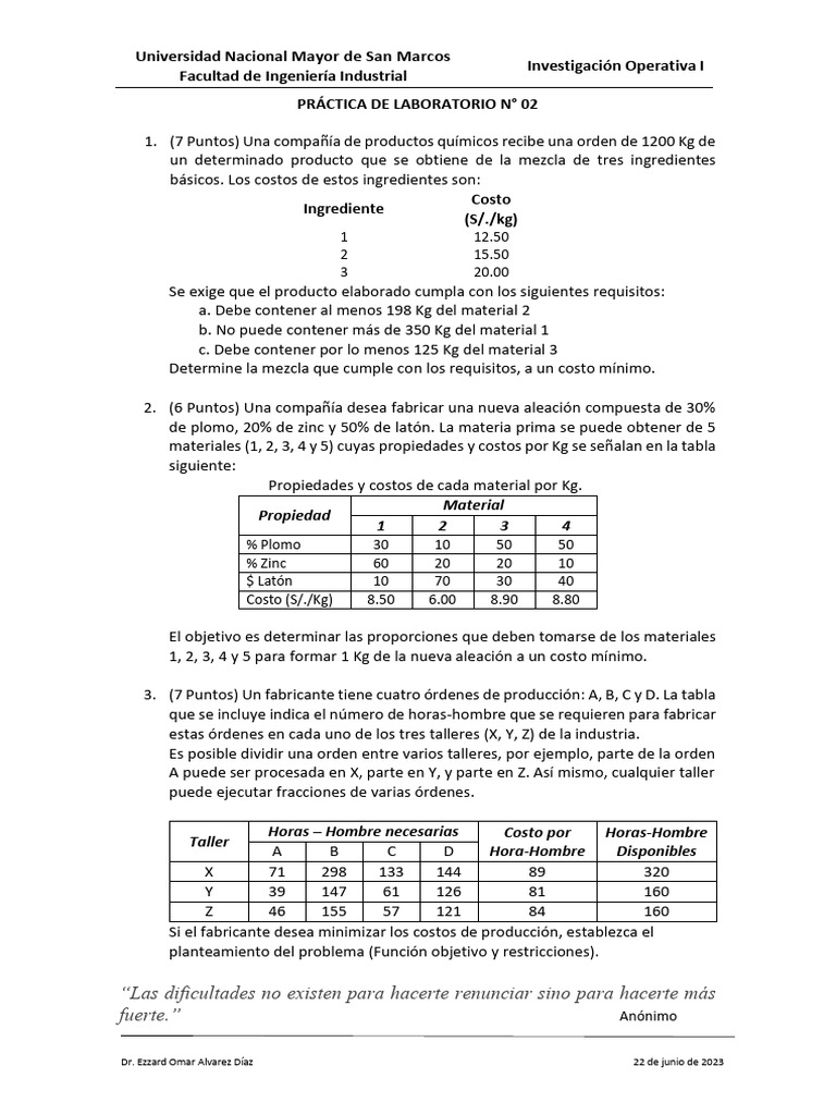 Practica Operativa 2 Lab | PDF | Latón | Zinc