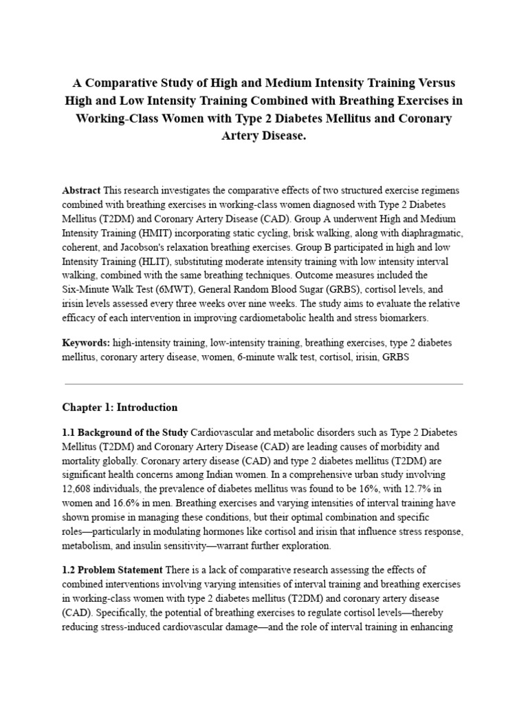 Chapter 1: Introduction | PDF | Diabetes | High Intensity Interval Training