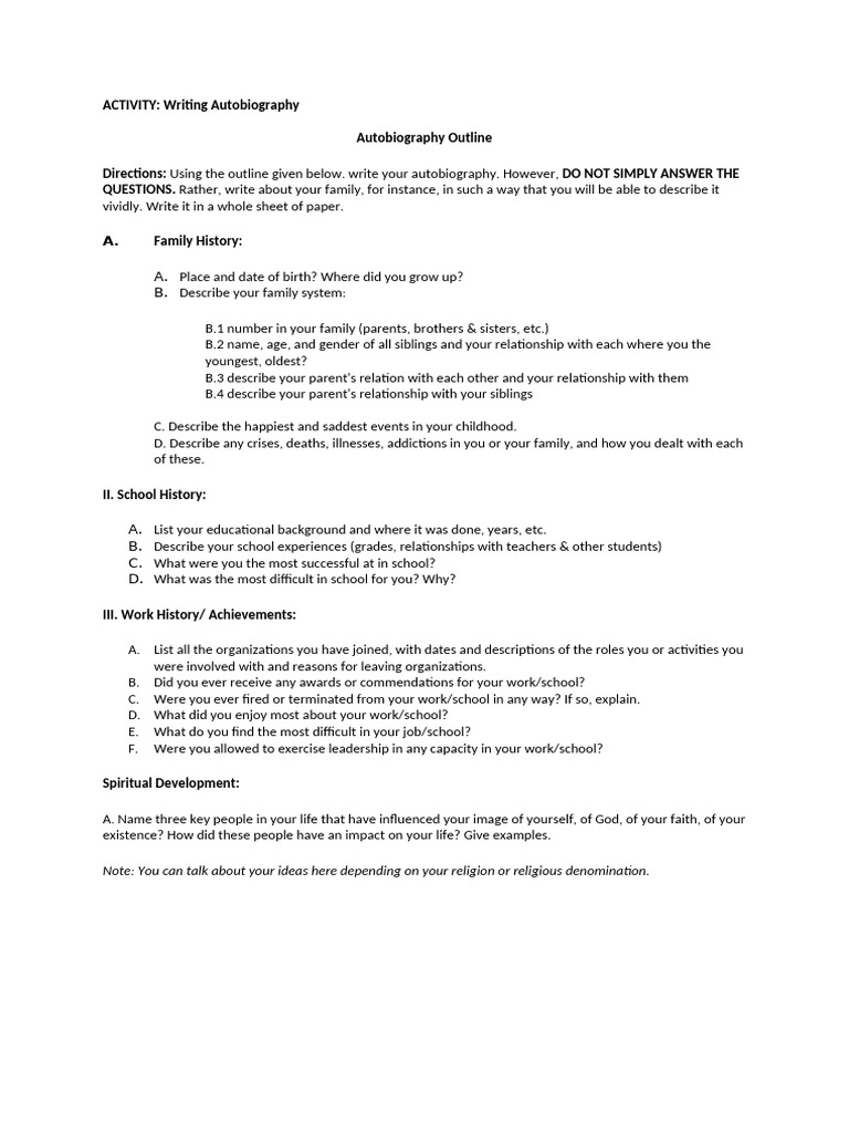 Writing Autobiography | PDF