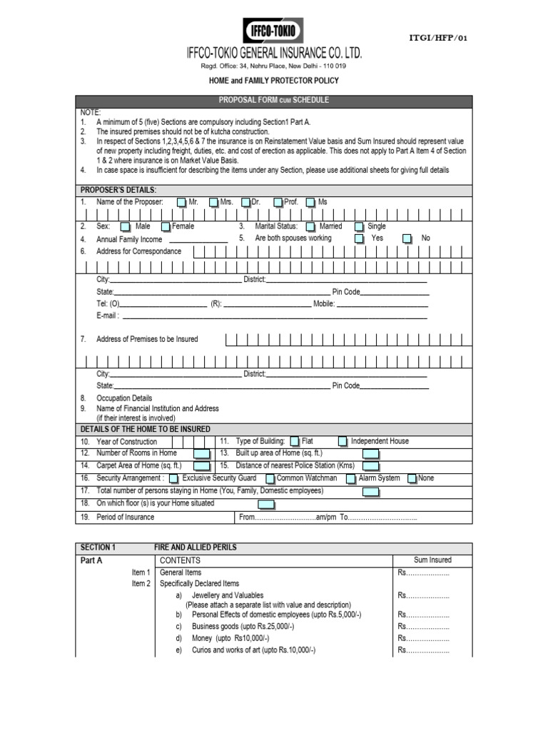 Home Protector Proposal Form | PDF | Insurance | Loans