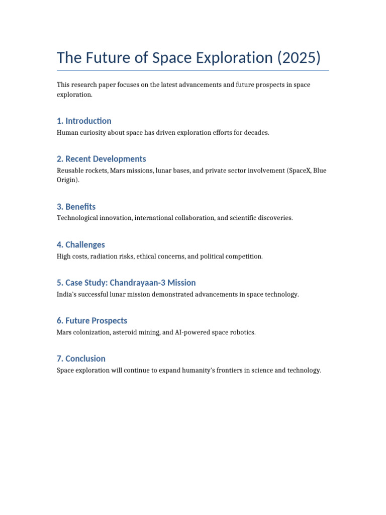 Space Exploration Research | PDF